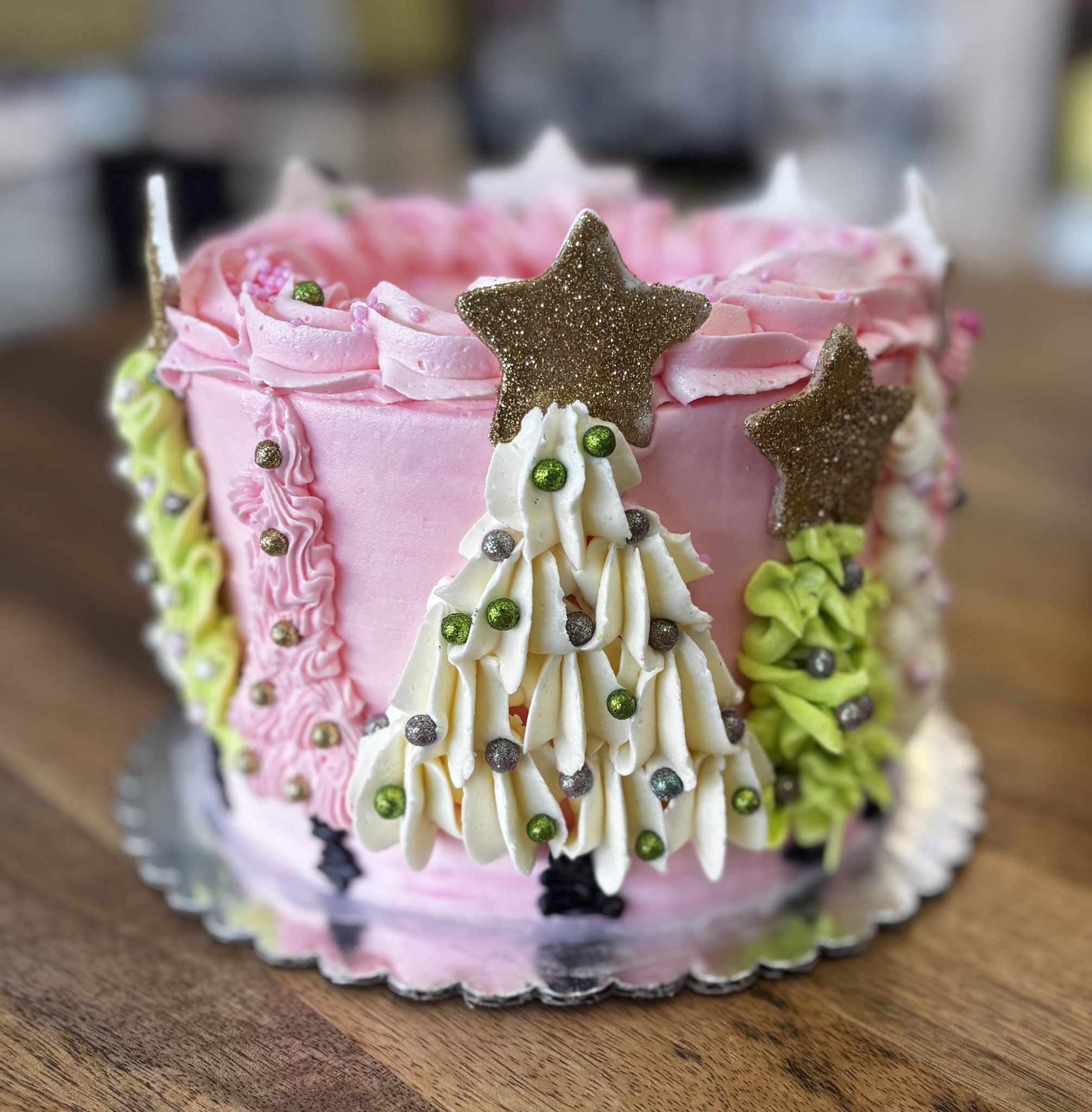 Pink Christmas Tree Cake - cakeartsa.com